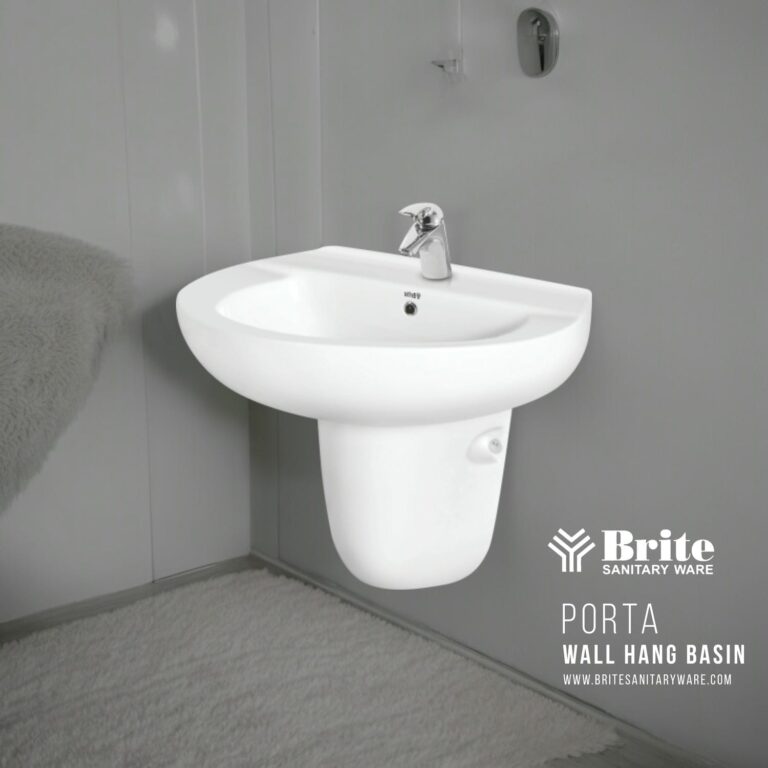 Porta One Piece Wall Hang Basin by Brite Sanitary Ware